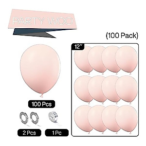 PartyWoo Pale Pink Balloons, 100 pcs 12 Inch Pink Balloons, Pink Latex Balloons for Balloon Garland Balloon Arch as Birthday Party Decorations, Wedding Decorations, Baby Shower Decorations, Pink-Q01