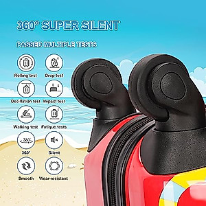 GinzaTravel 3D Little Whale Cute Children's Luggage Sit and Ride Trolley Case 18-inch Universal Wheel Travel Case for Boys and Girls