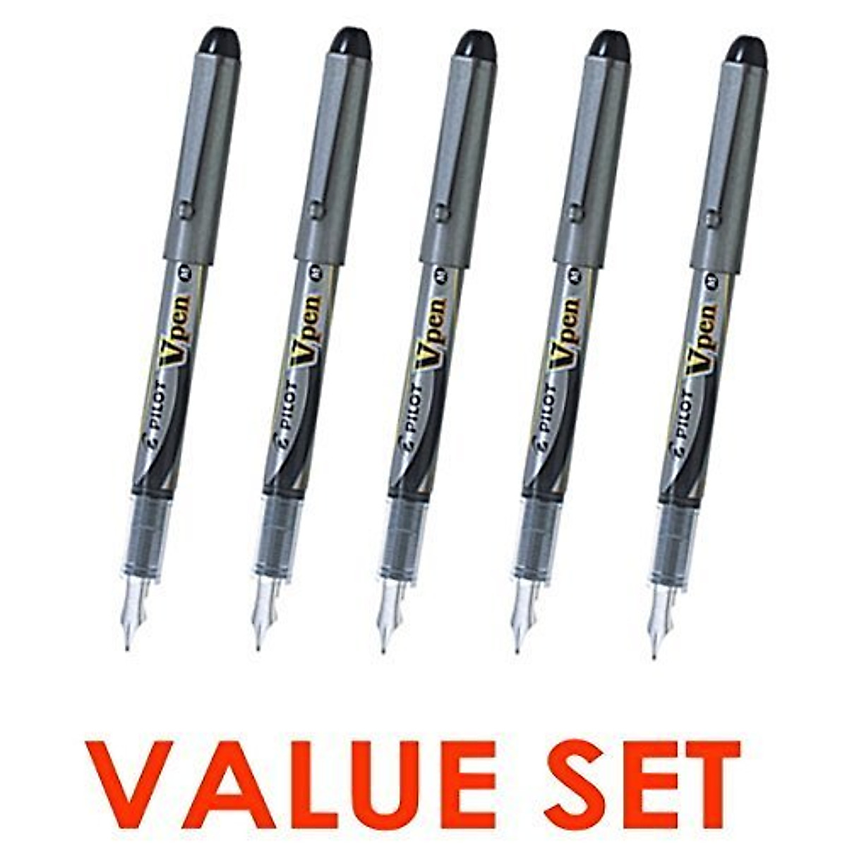 Pilot V Pen (Varsity) Disposable Fountain Pens, Black Ink, Medium Point Value Set of 5（With Our Shop Original Product Description）