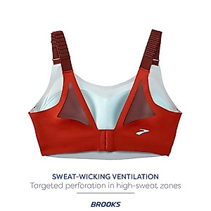Brooks Women's Scoopback 2.0 Sports Bra for High Impact Running, Workouts & Sports with Maximum Support - Copper/Run Raisin/Ice Blue - 40 C/D