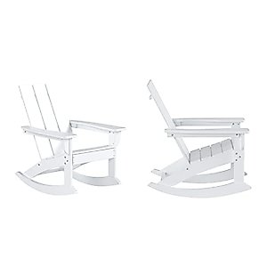 WO Home Furniture Adirondack Rocking Chair Set of 2 PCS Patio All-Weather and UV Protection for Any Outdoor Spaces (White)