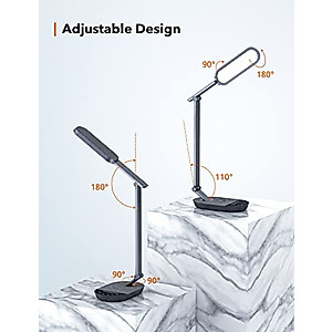 Metal LED Desk Lamp, Workbench Office Light with 5V/2A USB Port, Eye-Caring Architect Desk Lamps for Home Office, 5 Color Modes & 6 Brightness Levels, Touch Control (Light Grey)