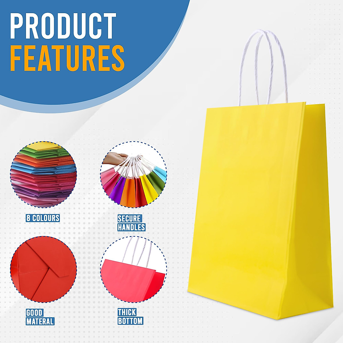 BYBAXX 16 Pieces Small Gift Bags With Handles In 8 Different Vibrant Colors, Kraft Gift Bags Sized 8.3x6.29x3.1” Are Convenient For Birthday Parties, Weddings, Baby Shower, Halloween