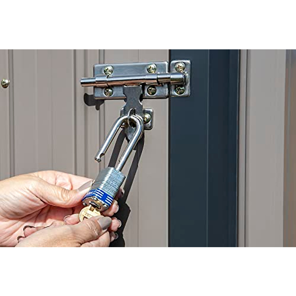 Metal Outdoor Galvanized Steel Storage Shed with Lockable Doors for Backyard or Patio Storage of Bikes, Grills, Supplies, Tools, Toys, for Lawn, Garden, and Camping, Tan (5x3)