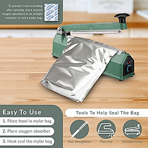 100 MYbag Mylar Bags for Food Storage With Oxygen Absorbers 5 Mil Thick 300cc Labels, 4"x6" Resealable Mylar Bag for Candy, Packaging ,Long Term Storage ,Variety Pack of 10"x14", 6"x9"