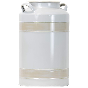 Foreside Home and Garden Antique White Large Metal Milk Jug Decorative Vase
