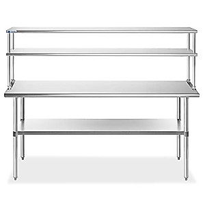 GRIDMANN NSF Stainless Steel Commercial Kitchen Prep & Work Table Plus A 2 Tier Shelf - 72 in. x 12 in.