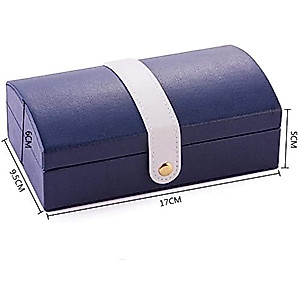 ZZYINH AN207 Women Jewelry Box Portable Travel PU Leather Jewelry Storage Box Earring Necklace Plate Girls Jewelry Organizer Small Jewelry (Color : Blue)