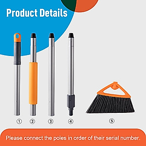 CLEANHOME Outdoor Brooms for Sweeping Patio, Commercial Grade Heavy Duty Broom with Stiff Bristle for Sweeping Garage,Deck,Kitchen,Straw, Outside Broom for Cleaning Pet Hair,Weeds,Leaves,Grey