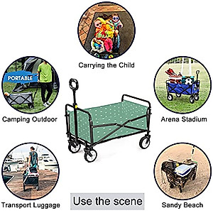 Collapsible Wagon Cart White dot Foldable Utility Wagon Large Capacity Garden Cart with Push Bar for Beach Camp Outdoor Shopping