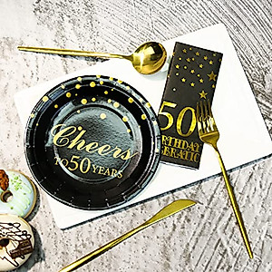 Pandecor 50 Pack 3 Layers Birthday Party Supplies,6.5 x 6.5 In Paper Napkins Birthday Party Decorations (50th birthday napkins)