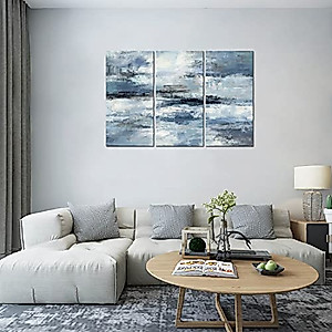 Blue and Grey Wall Art-Abstract Picture 3 Piece Canvas Print Wall Painting Modern Artwork Canvas Wall Art for Living Room Home Office Décor