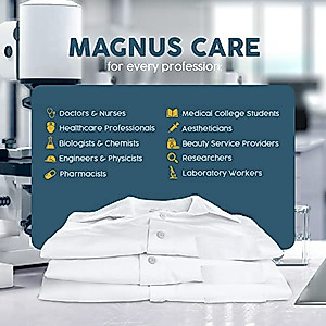 Magnus Care Professional Lab Coat for Women & Men, White Unisex Labcoat, Cotton Poly Medical Doctor Nurse Med Laboratory Coat