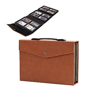 Premium Trading Card Display Leather Case for Display & Storage PSA BGS Graded Slabbed Basketball Baseball Football Hockey Sports Game Cards with 16 Slots
