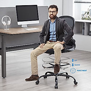 Fefances Drafting Chair Tall Office Chair for Standing Desk Chair Adjustable Height Stool Chair Black