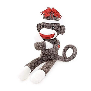 Plushland Adorable Brown Sock Monkey, The Original Traditional Hand Knitted Stuffed Animal Toy Gift-for Kids, Babies, Teens, Girls and Boys Baby Doll Present Puppet 20 Inches