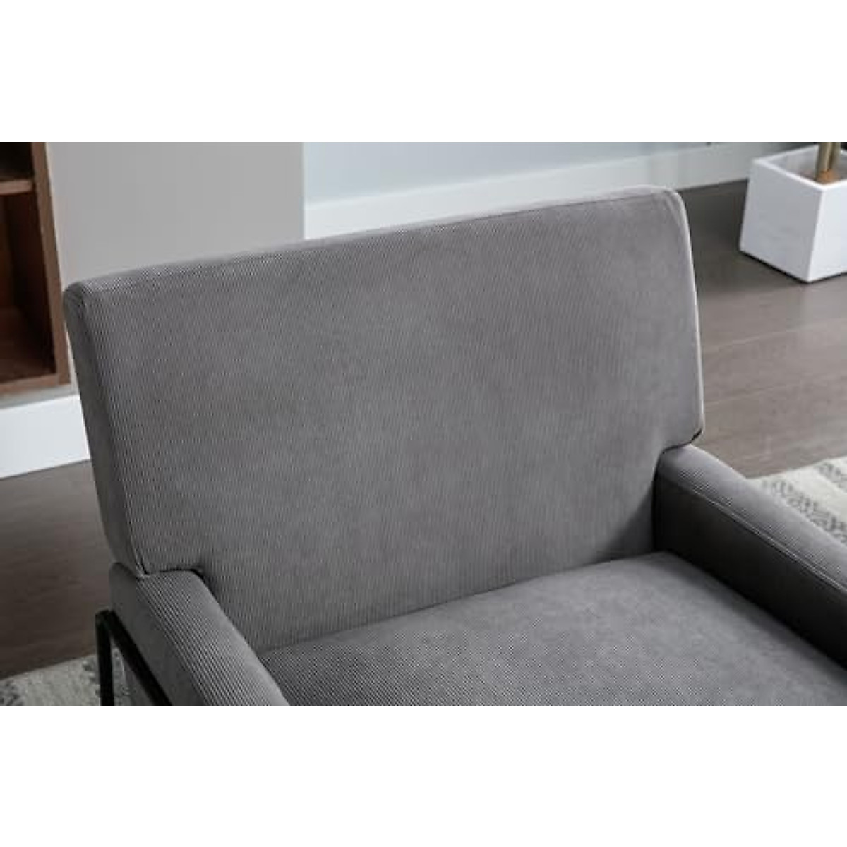 i-POOK Mid Century Modern Metal Frame Armchair, Single Sofa Chair with Black Iron U-Shaped Legs, Upholstered Accent Chair for Living Room, Bedroom, Reading Room, Lounge, Grey