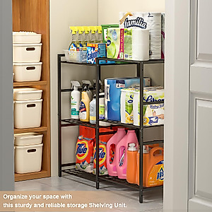 6-Tier Small Garage Shelf, Utility Garage Shelving Units and Storage, Heavy Duty Wire Shelving Metal Storage Shelves, Standing Shelf for Pantry, Laundry Room, Kitchen 34.72"L x 12.63"W x 30.94"H Black