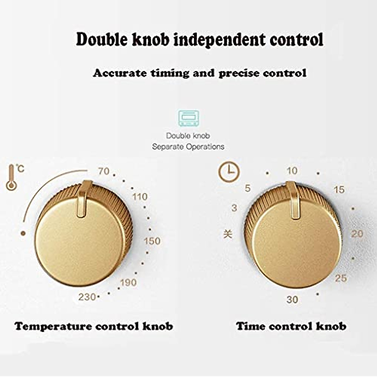 12L Mini Oven,Electric Cooker and Grill Home Baking Small Oven Timer Double Glass Door Top and Bottom Heat Convection Countertop Toaster Oven (White) (White)