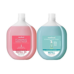 Method Foaming Hand Soap Refill Variety Pack, Pink Grapefruit, Waterfall, 28 Fl Oz each, 2 CT