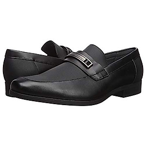 Calvin Klein Men's Jameson Loafers, Black Leather, 12