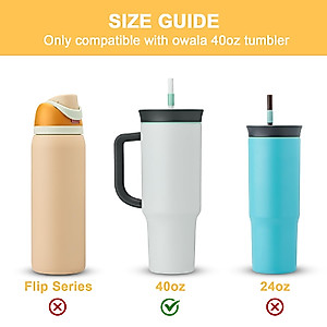 6Pack Replacement Straws for Owala 40oz Tumbler, Alwenid Reusable Clear Straws with Cleaning Brush, Compatible with Owala Water Bottle Cup Mug Accessories