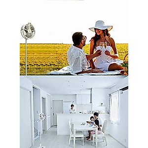 Lrufodya Portable floor Fan, Height Adjustable Folding Telescopic Table Fan, USB Rechargeable Personal Travel Fan with 4 Wind Speeds Air Humidifier LED Lamp and Night Light for Outdoor Camping