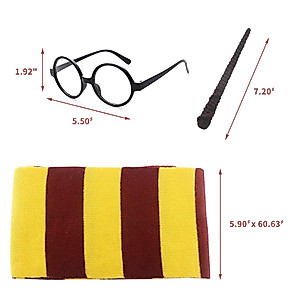 M&G House Newborn Photography Props Magic Novelty Scarf Wizard Glasses Crochet Wand Halloween Baby Photoshoot Props Scarf Eyeglass Baby Photo Props Halloween Cosplay Scarf Party Costume Supplies
