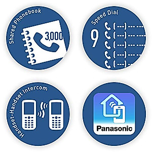 Panasonic Link2Cell Bluetooth Cordless Phone System with HD Audio, Voice Assistant, Smart Call Block and Answering Machine, Expandable Cordless System - 5 Handsets - KX-TGF675S (Black/Silver Trim)