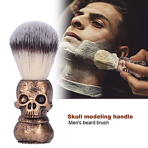 Barber Cleaning Hairbrush, Neck Duster Brush Shaving Beard Brush with Creative Skull Handle for Professional Salon and Home