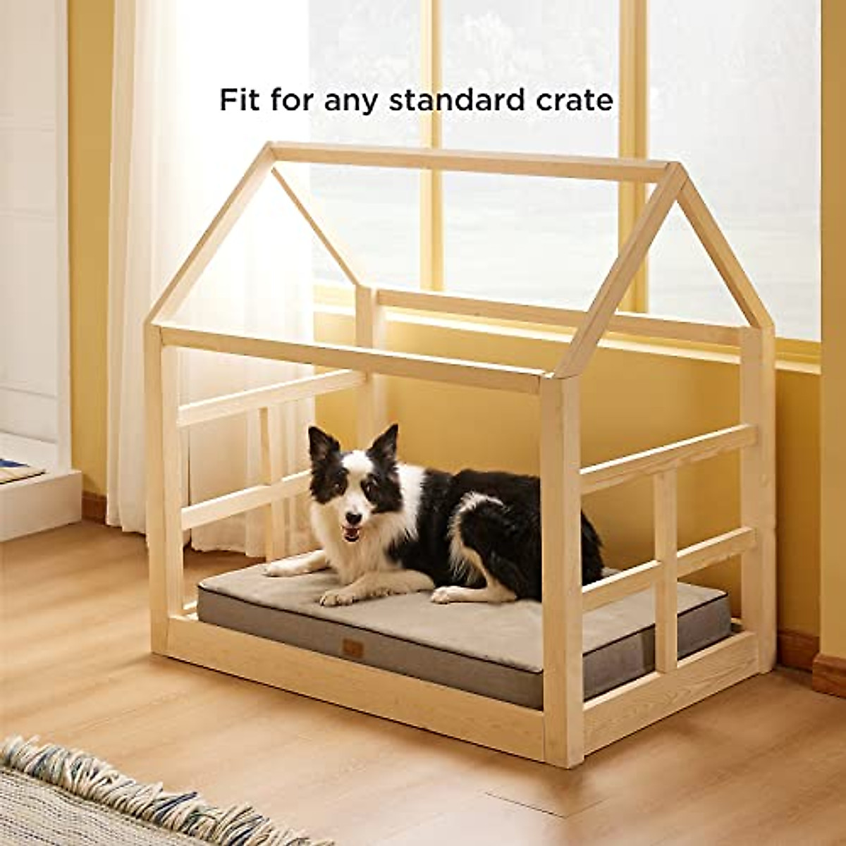 Bedsure Orthopedic Dog Bed for Extra Large Dogs - XL Memory Foam Waterproof Dog Bed Pillow for Crate with Removable Washable Cover and Nonskid Bottom - Plush Flannel Fleece Top Pet Bed, Khaki