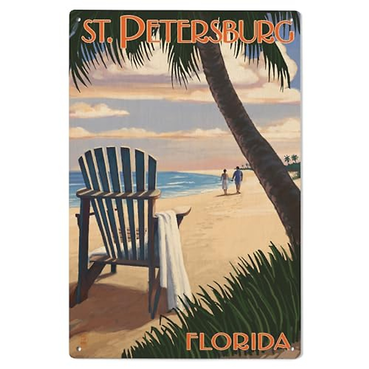 Lantern Press 6x9 Inch Wood Sign, Ready to Hang Wall Decor, St. Petersburg, Florida, Adirondack Chair on the Beach
