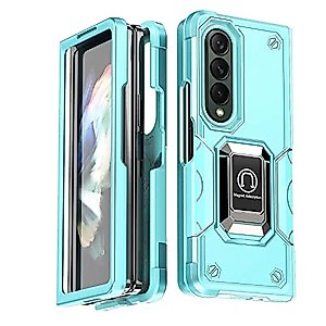 EAXER for Samsung Galaxy Z Fold 4 5G Case, Hybrid Shockproof Rugged Ring Stand Holder Case Cover (Mint Green)