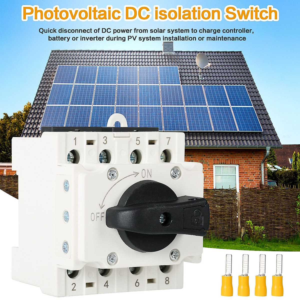 DC Isolator Switch 4P 1000V 32A, Waterproof Solar Disconnect Switch for Outdoor PV System