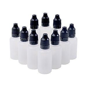 10Pcs 30ml Plastic Eye Liquid Dropper Bottles Squeezable Empty Dropping Bottles With TamperCap（black cap）