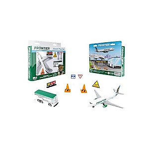 Daron Frontier Airlines Spot The Jaguar Airport Playset with Die-Cast Metal Model Airplane with Plastic Parts, Cars and Transportation Toys for Kids Ages 3+