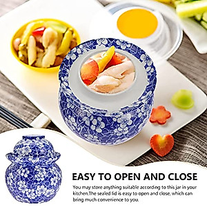 Vaguelly Ceramic Kimchi Jar Traditional Pickles Jar Pickles Storage Jar Ceramic Pickles Jar Home Storage Pot Food Storage Jar Kimchi Storage Jar Food Ceramic Canister Household Jar