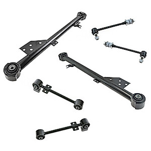 TRQ Rear Upper Lower Trailing Control Arm Sway Bar Link Suspension Kit Set 6pc Compatible with 1997-2003 INFINITI QX4 1996-2004 Nissan Pathfinder