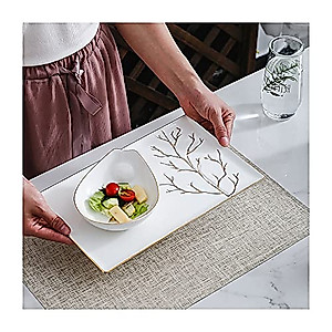KOWMcp Dinner Plates Hotel Restaurant Home Kitchen Cold Dish Plate Ceramic Fruit Cutlery Plate (Color : F)