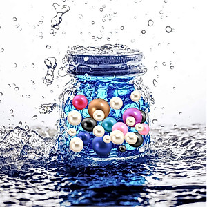 200 Pieces Floating NO Hole Pearls and 10000 Pieces Transparent Water Gels,Floating Beads Pearls for Vases,Pearl Decor(Creamy White,Yellow)