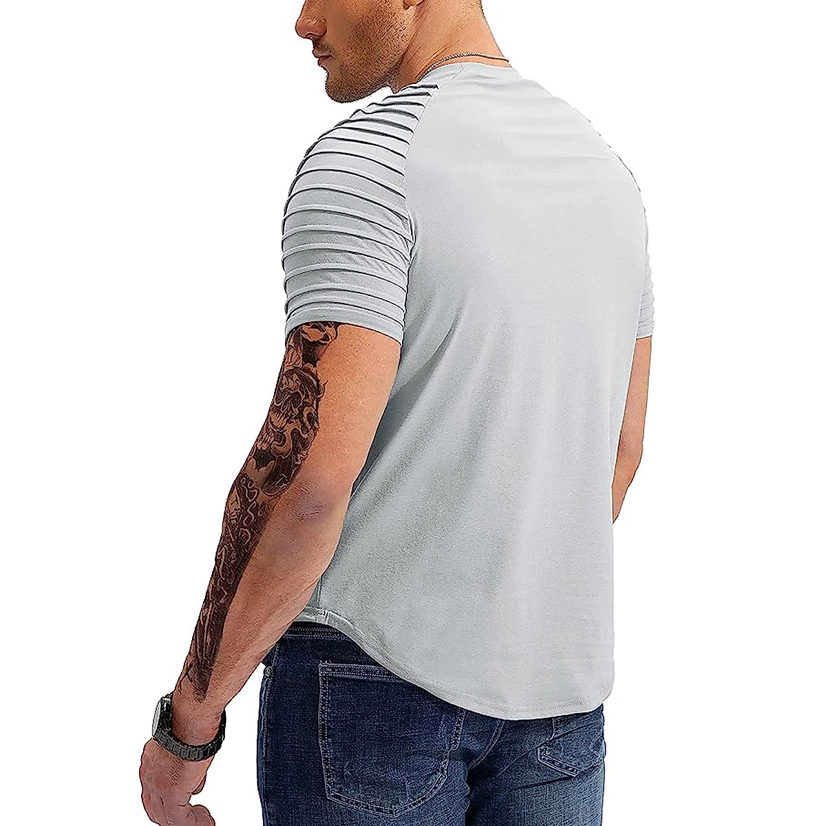 Liberty Imports 3 Pack: Men's Muscle T-Shirt Pleated Raglan Bodybuilding Gym Tee Short Sleeve Fashion Workout Hipster Shirts (Gray/Black/Navy, XX-Large)