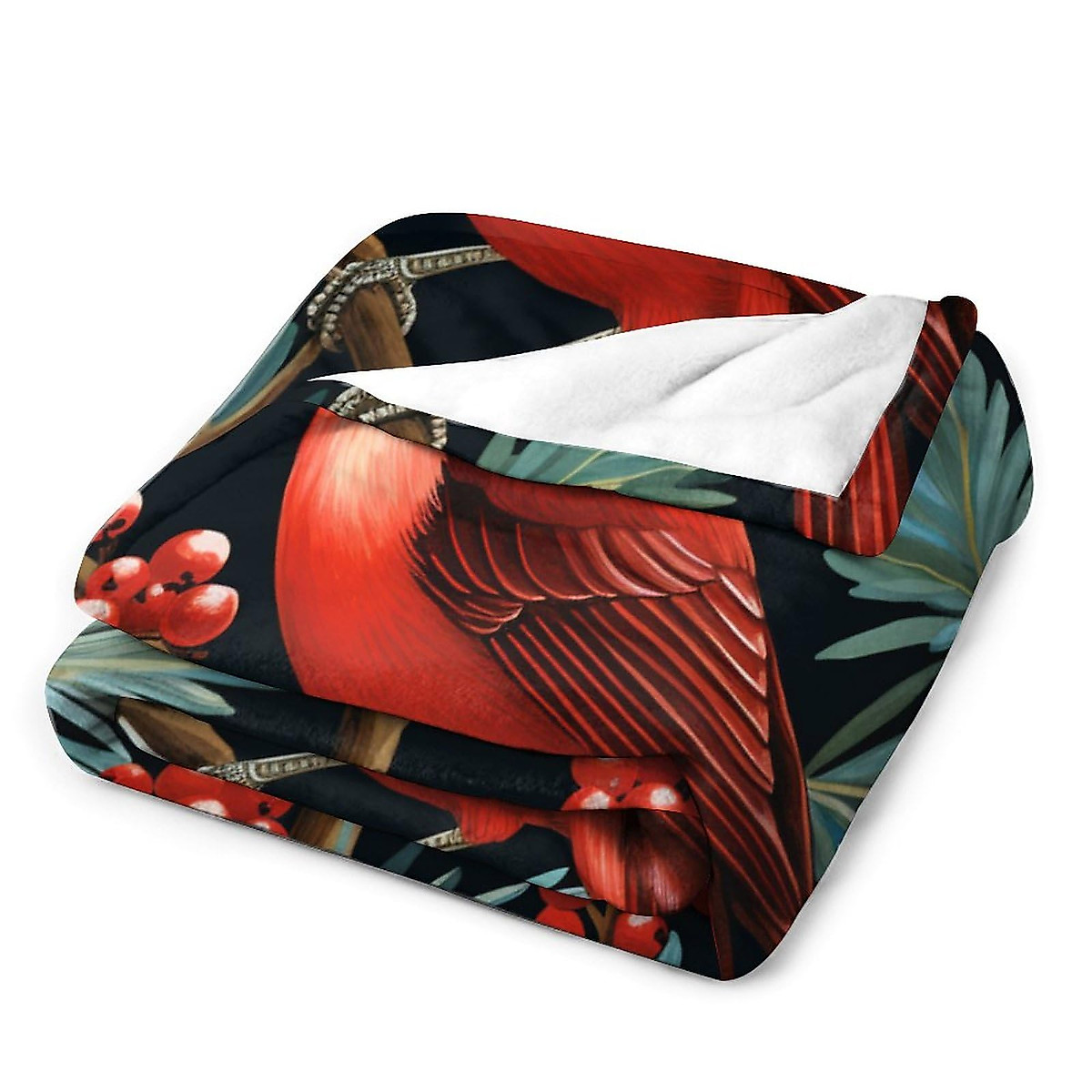 Winter Christmas Cardinal Bird Red Berries Blanket Memorial Christmas Throw Blankets for Bed 40"x50" Soft Cozy Microfiber Throw Blanket for Couch Sofa Bed for Girls Birthday Valentines Gifts
