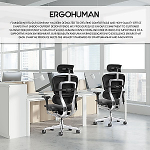Ergohuman Eurotech LE9ERG Executive High Back Leather Swivel Chair - Office Chair with Tilt Tension Control, Tilt Lock, Back Angle & Height, Synchro Tilt, Seat Height & Depth, & Arm Height Adjustments
