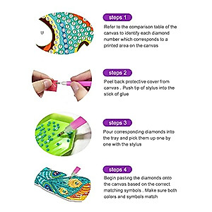 6 Pcs 5D Diamond Painting Bookmarks DIY Feather Bookmark Crystal Pendant Bookmark for Home Office School,Diamond Painting Arts Crafts Gifts for Adults and Kids