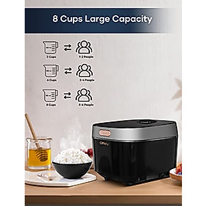 Offacy Rice Cooker, Smart Multi-Function Touch Panel, 8 Cups (Uncooked), 24-H Delay Timer, Auto Keep Warm, Nonstick Inner Pot, for Soft White Rice, Brown Rice, Sushi, Porridge