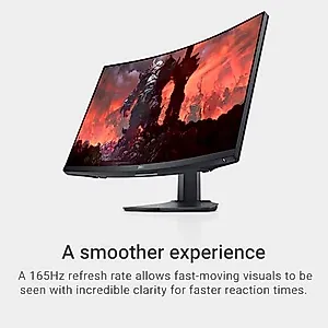 Dell S2722DGM Curved Gaming Monitor - 27-inch QHD (2560 x 1440) 1500R Curved Display, 165Hz Refresh Rate (DisplayPort), HDMI/DisplayPort Connectivity, Height/Tilt Adjustability - Black
