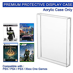 CaSZLUTION Clear Acrylic Video Game Box Protector Case for PS3, PS4, PS5, and Xbox one Game Case, 3mm Thick Dustproof Wall Storage Holder Game Protective Display Case (Pack of 1)