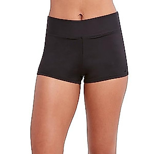 Nautica Women's Standard Mid-Rise Flattering Wide Waistband Boy Leg Bikini Bottom Swimsuit, Black, Small