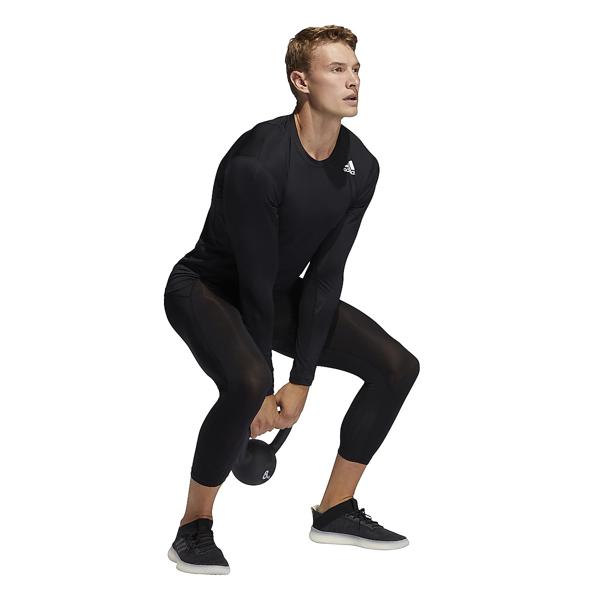 adidas Men's Techfit Fitted Long Sleeve Tee, Black, X-Large