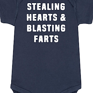 Instant Message - Stealing Hearts and Blasting Farts - Infant Baby One Piece - Size 6 Months Navy